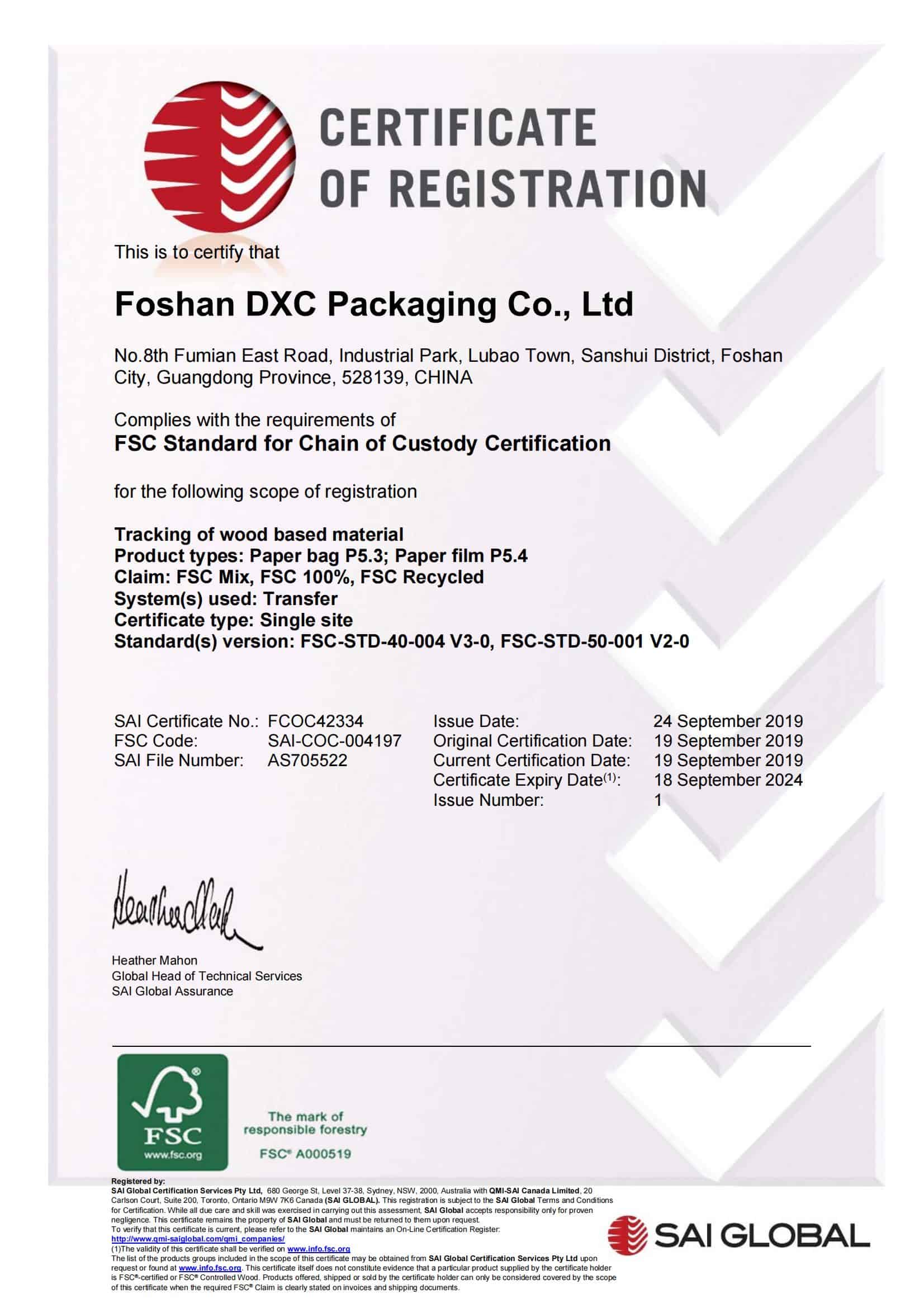 Certificates - Custom Flexible Packaging Manufacturer since 2005